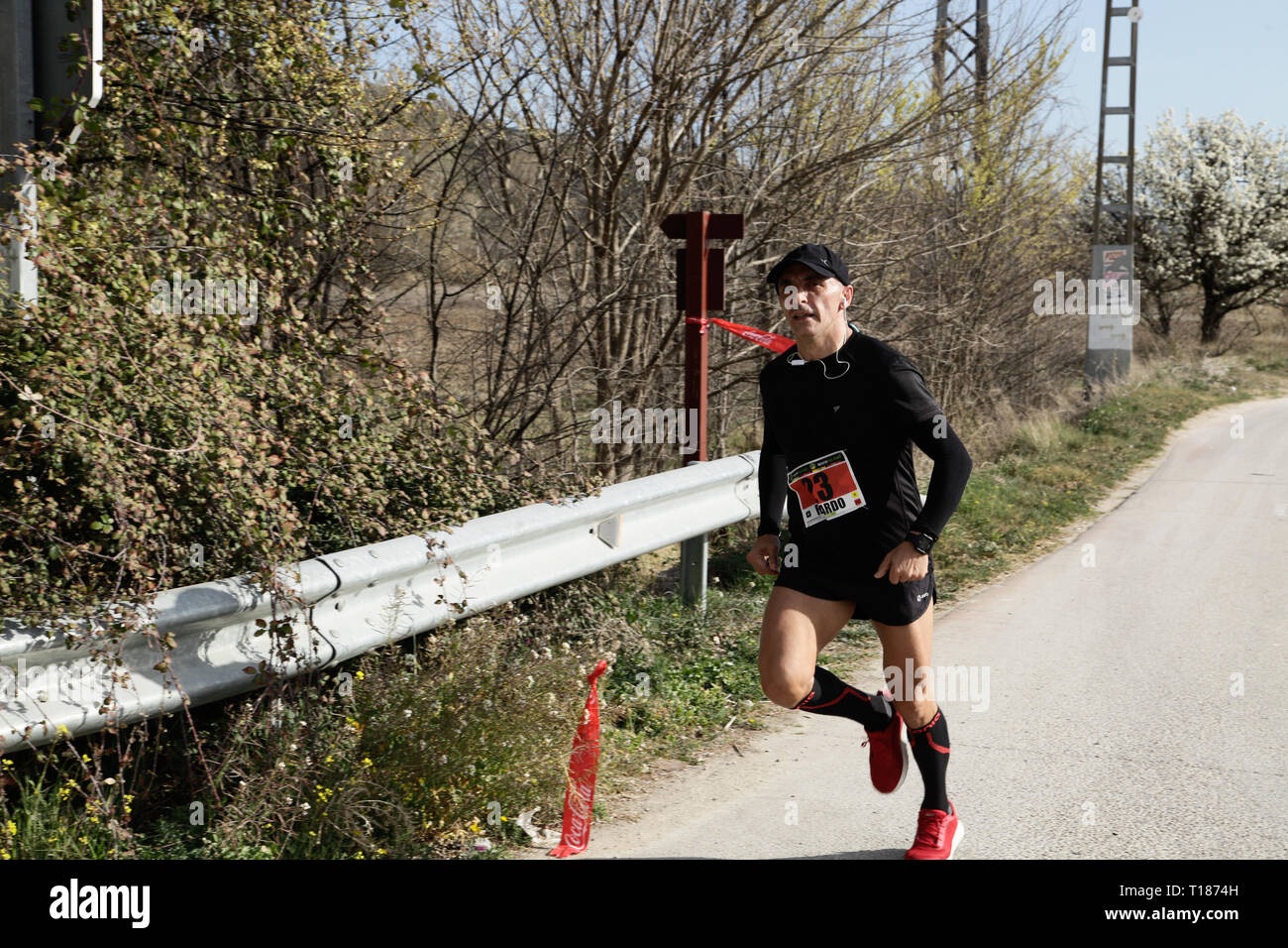Madrid, Spain. 24th Mar 2019. Participant of the marathon vias verdes ...