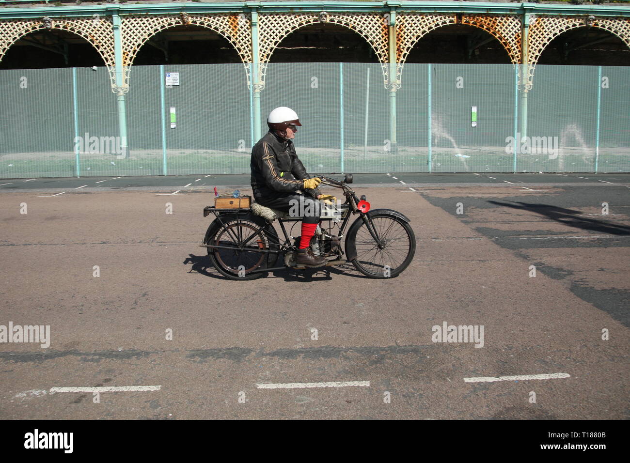 Brighton, UK, 24th March 2019. Hundreds of Veteran Motorcycles take ...