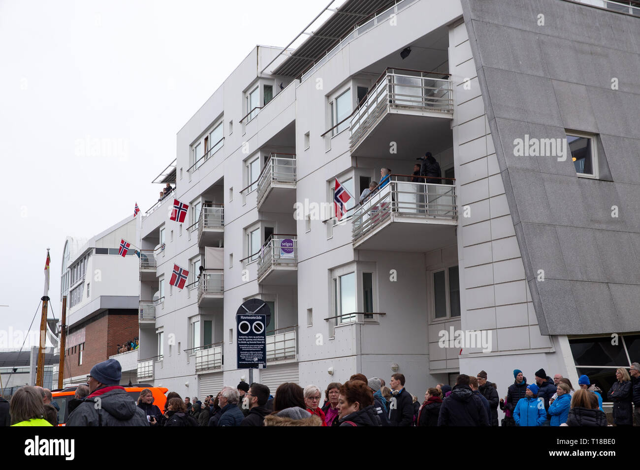 Molde, Norway. 24th March 2019. Cruise ship "Viking Sky" arrives Molde ...