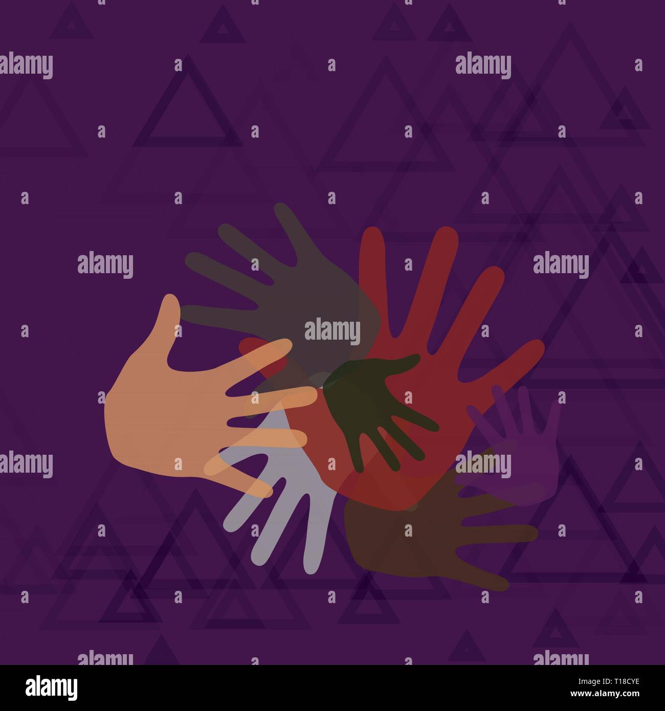 Color Hand Marks of Different Sizes Overlapping for Teamwork and ...