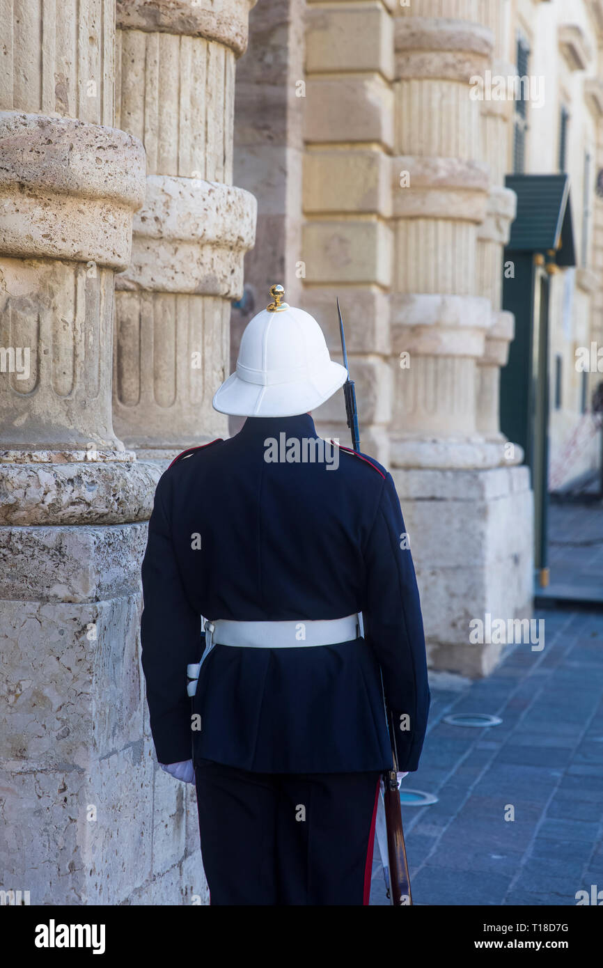 VALLETTA, MALTA - NOVEMBER 18, 2018: Armed Forces of Malta on guard at ...
