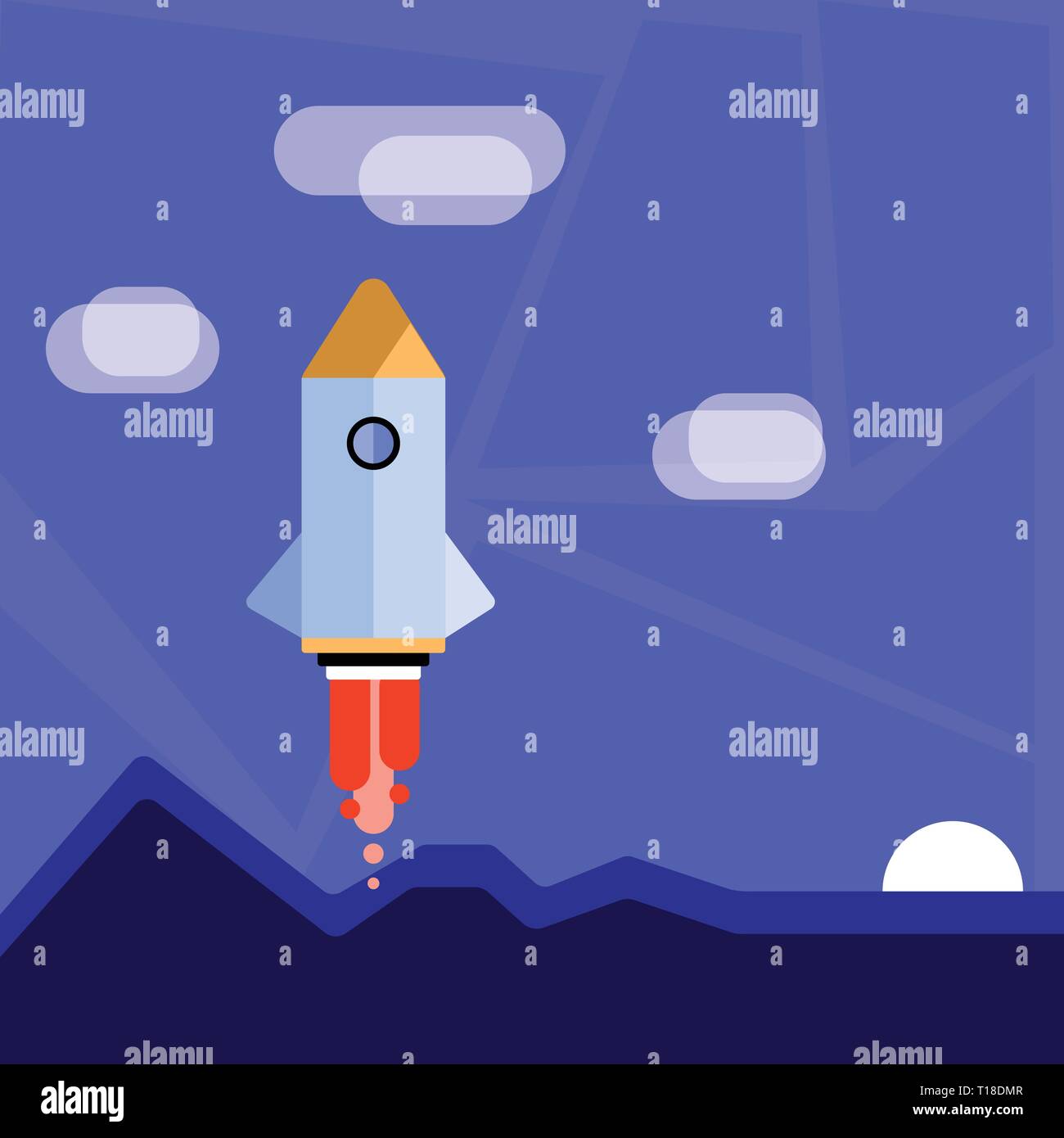 Colorful Spacecraft Shuttle Rocketship Launching for New Business ...