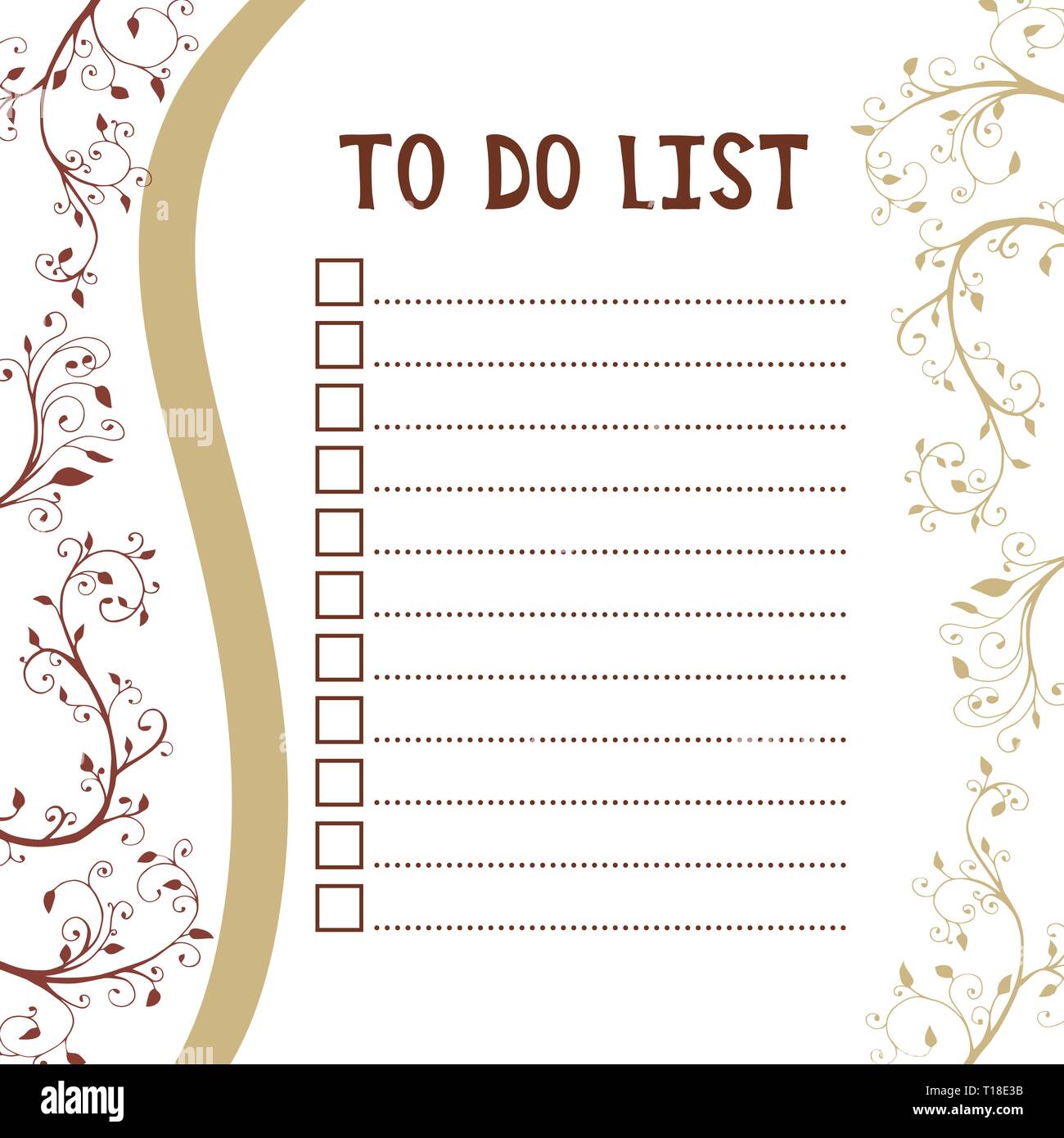 To do list. Design with abstract plants and flowers. Vector ...
