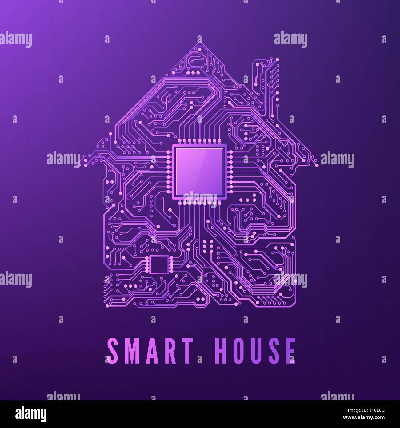 Circuit home. Smart house concept. Vector illustration isolated on ... Circuit home. Smart house concept. Vector illustration isolated on ...