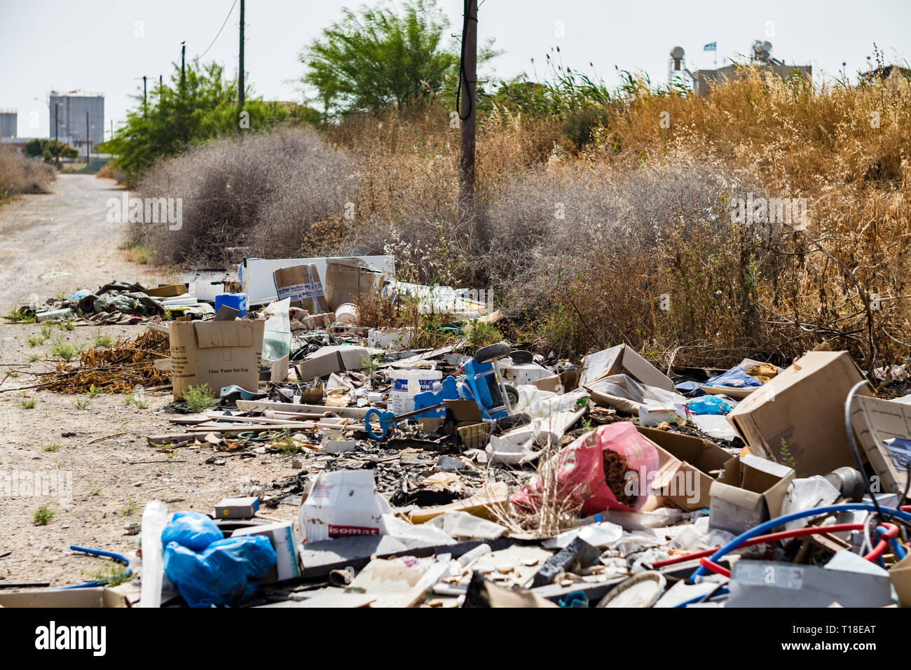 Garbage thrown away in natural area - forest part - illegal dumping ...