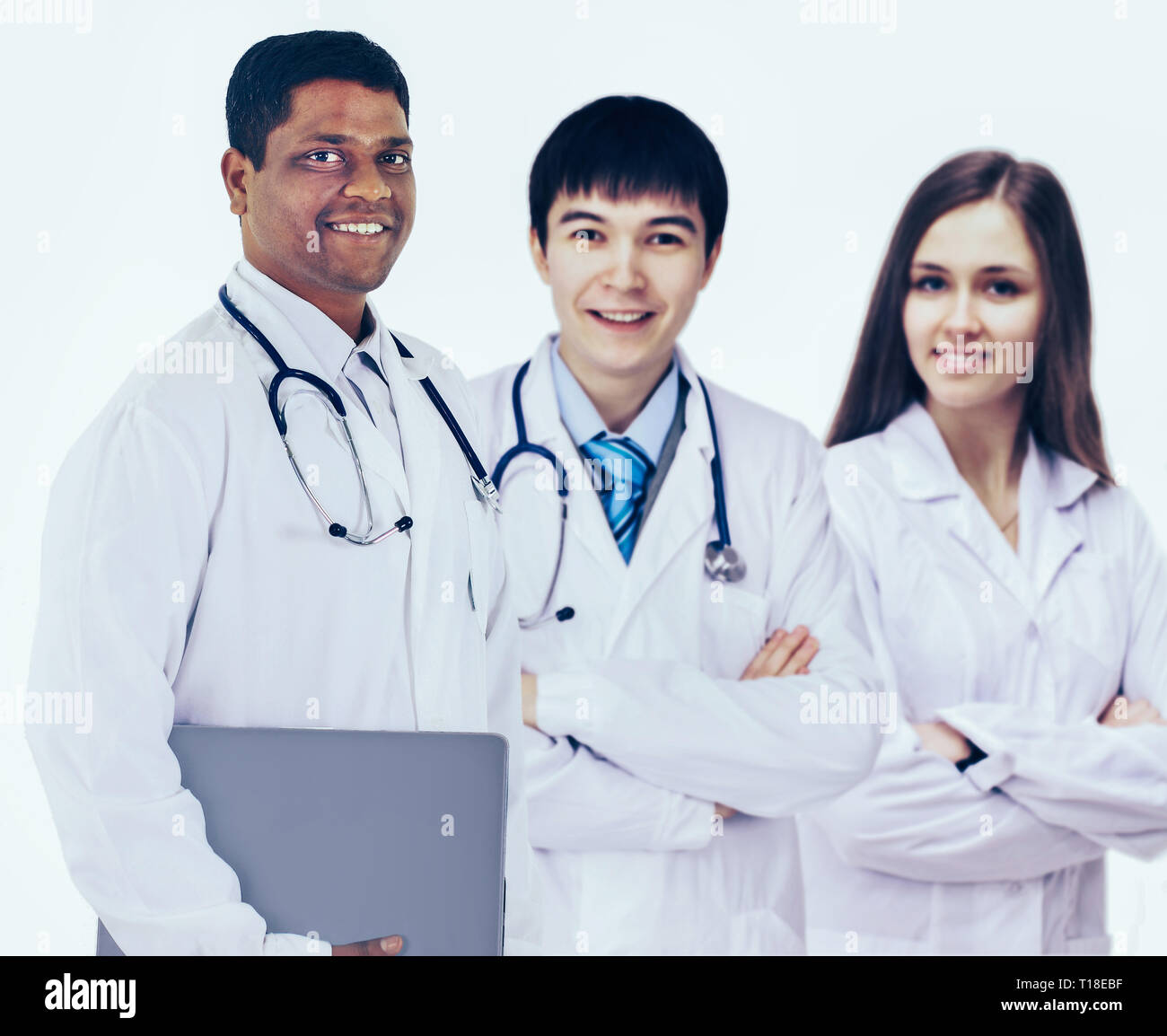A group of good doctors. Isolated white background Stock Photo - Alamy