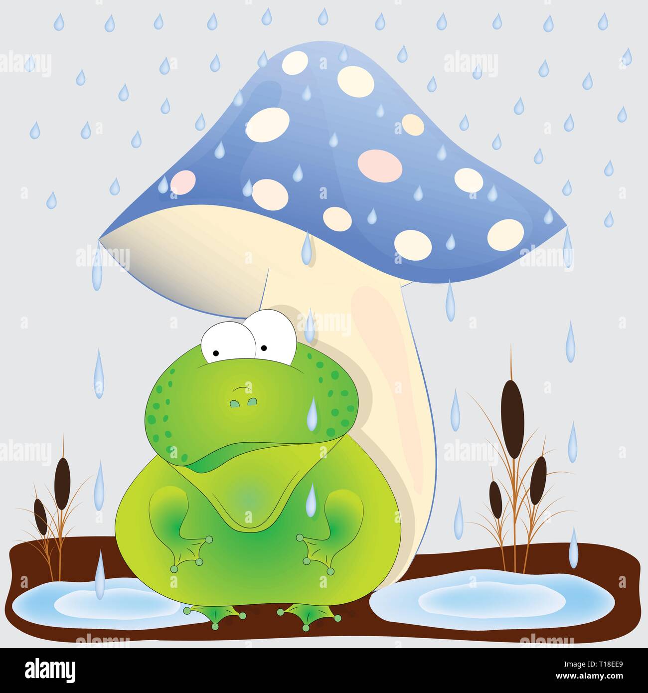 toad under the mushroom cartoon vector illustration Stock Vector Image ...