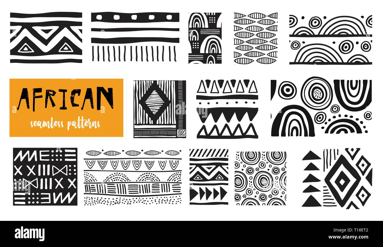 Seamless African modern art patterns. Vector collection Stock Vector ...