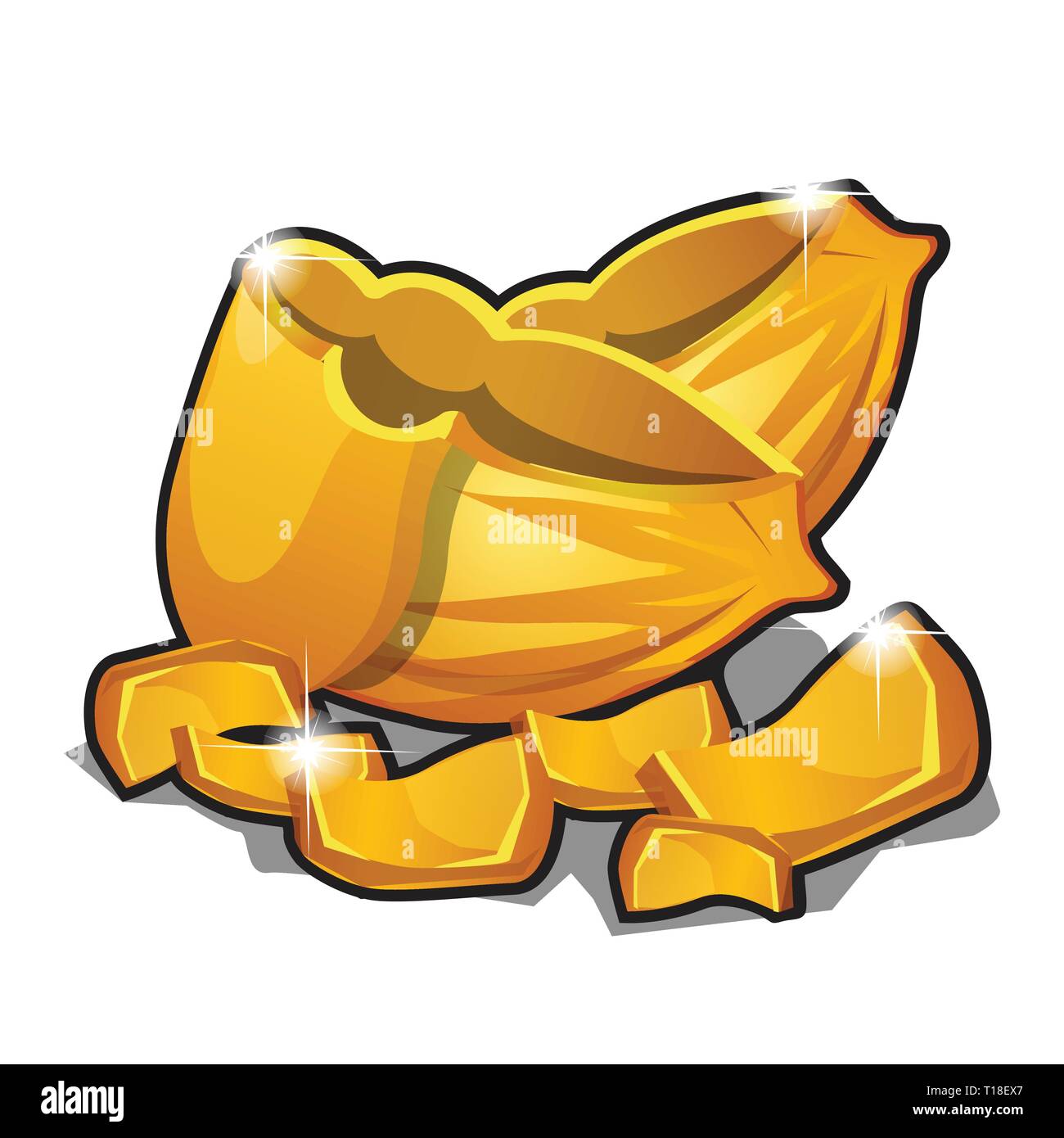 Nutshells of golden nuts isolated on white background. The character of ...