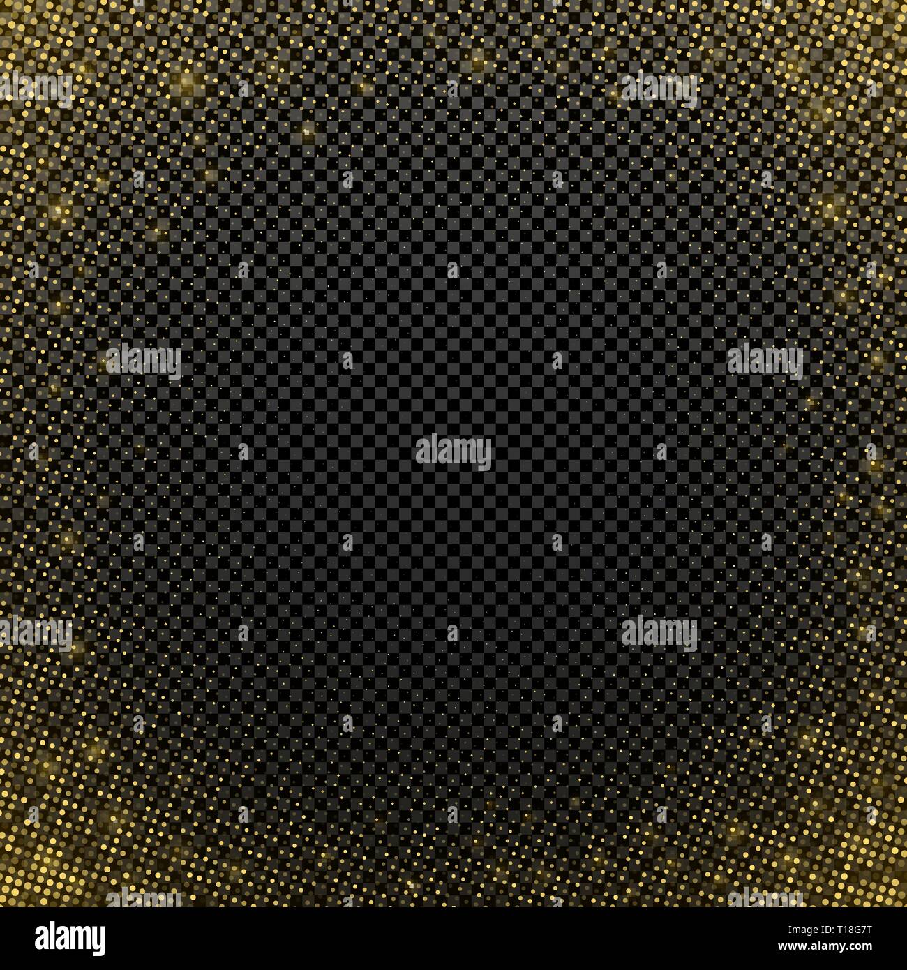 Golden halftone effect isolated on a dark transparent background ...