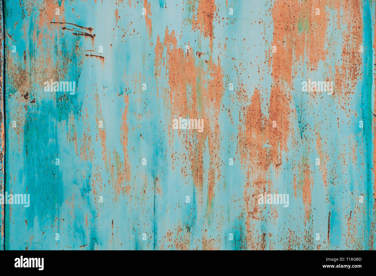 Old Grunge Rusty Metal Metallic Colored Background. Colorful Blue And ...