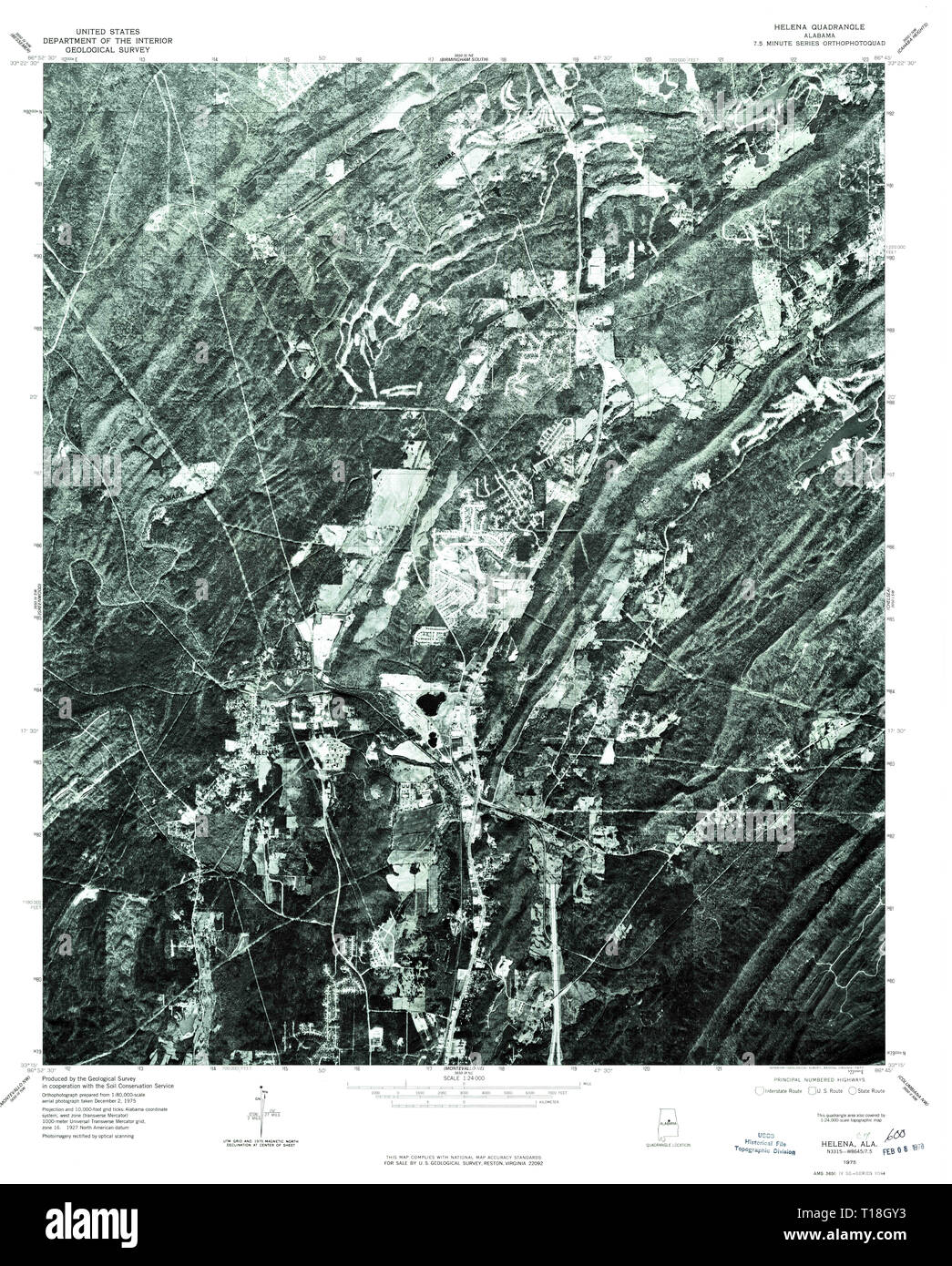 USGS TOPO Map Alabama AL Helena 304143 1975 24000 Stock Photo - Alamy