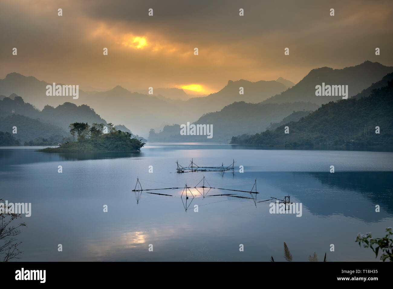 Fantastic clouds and sunset sky. Peaceful time. Colorful sky reflecting ...