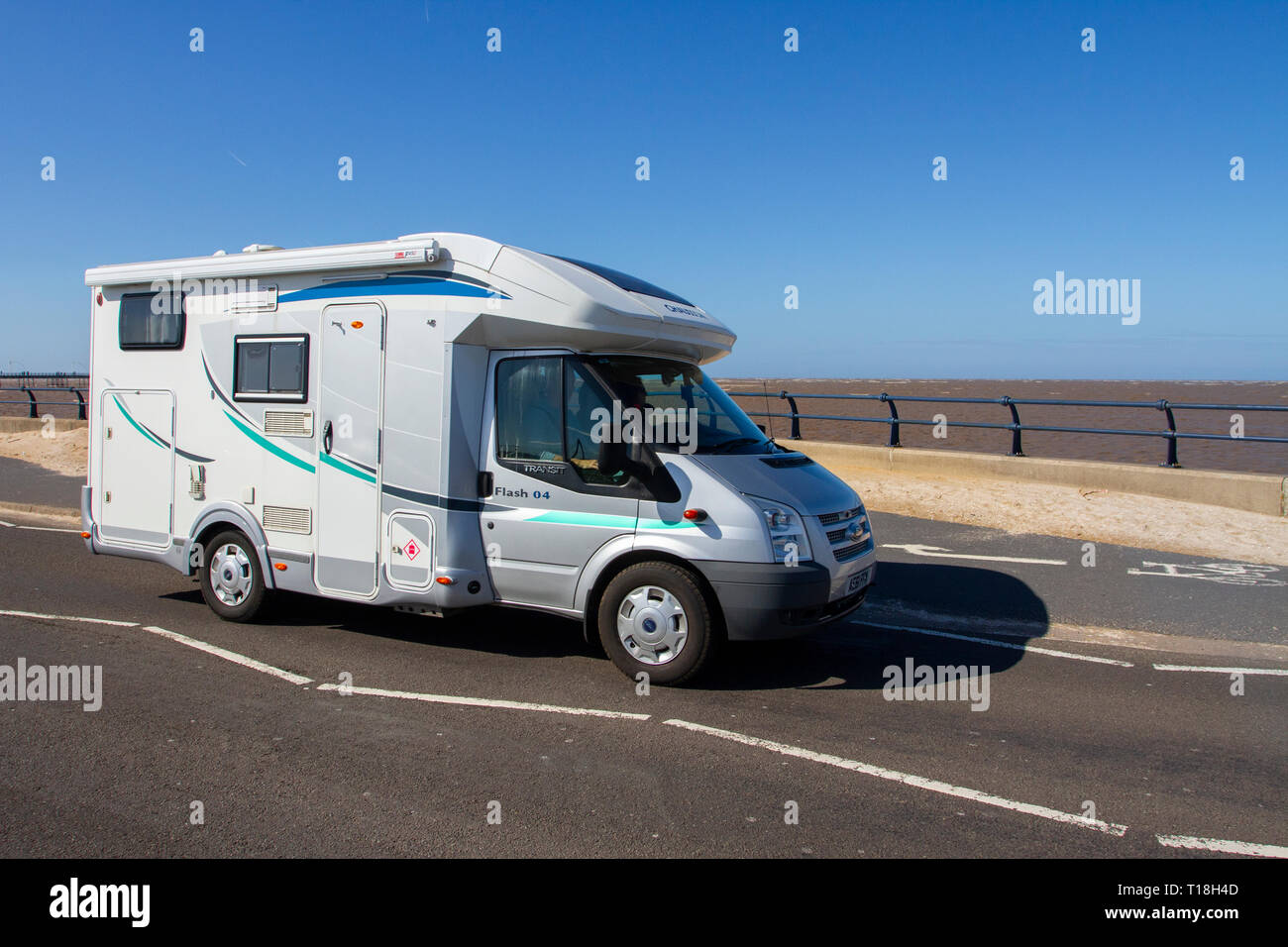 Ford Transit driving on the seafront promenade, Caravans and Motorhomes ...