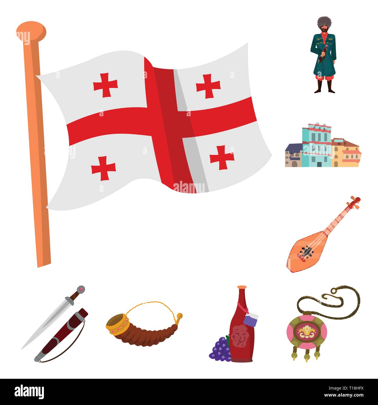 Isolated object of Caucasus and traditions logo. Set of Caucasus and ...