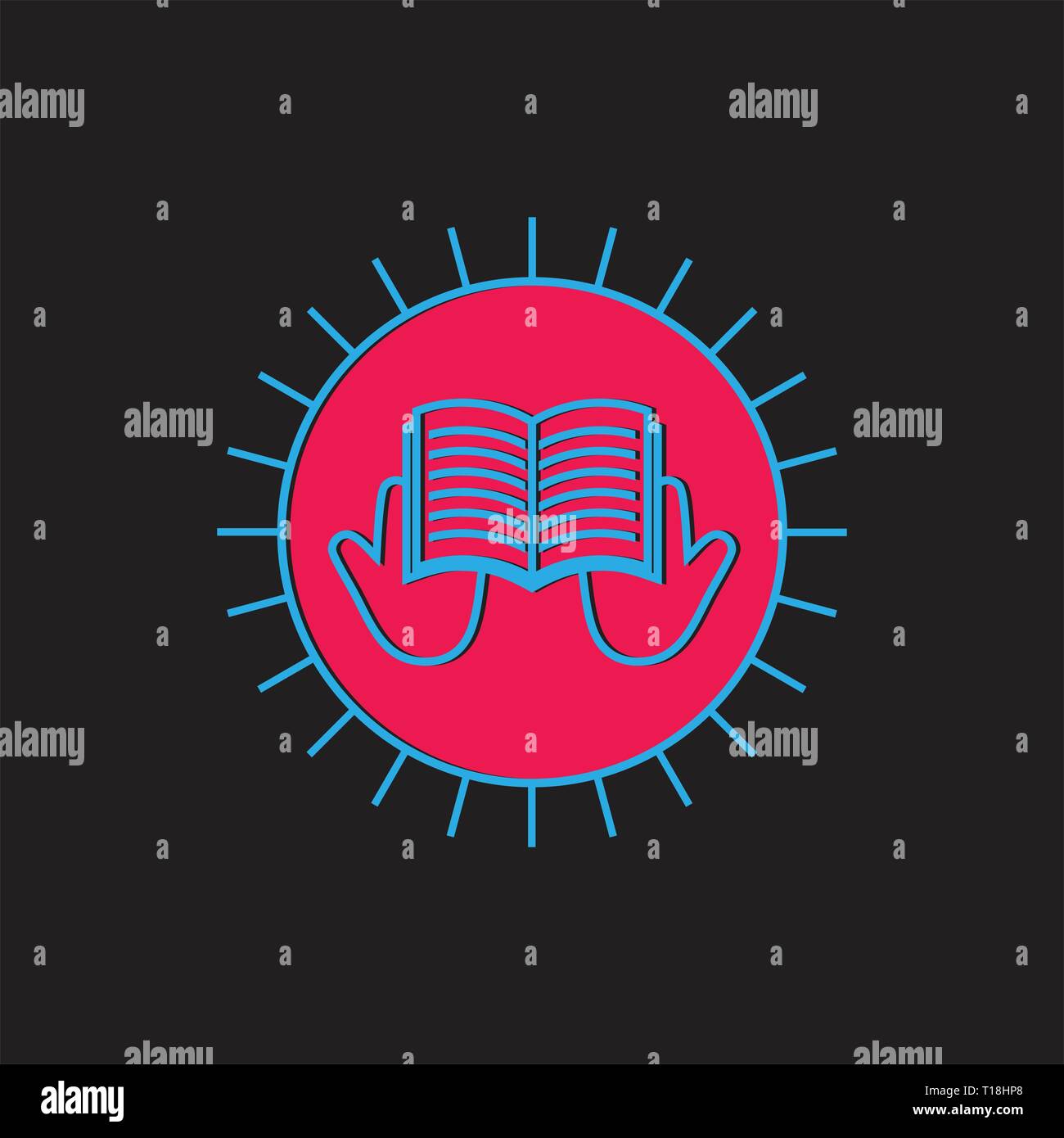 shine hand open book thin line education logo vector Stock Vector Image ...