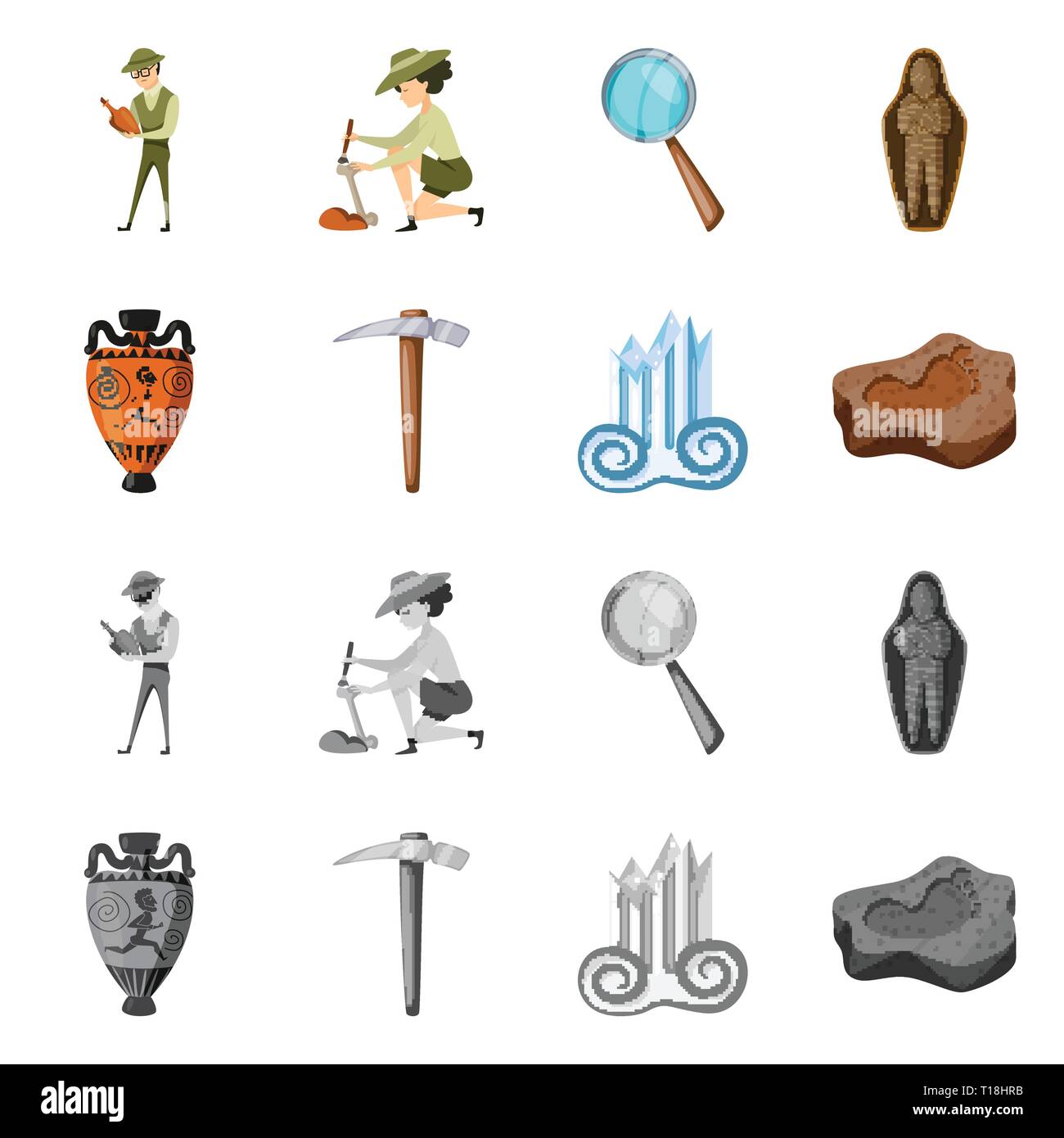 archaeologist,lens,mummy,amphora,pickaxe,architecture,rock,human,girl ...