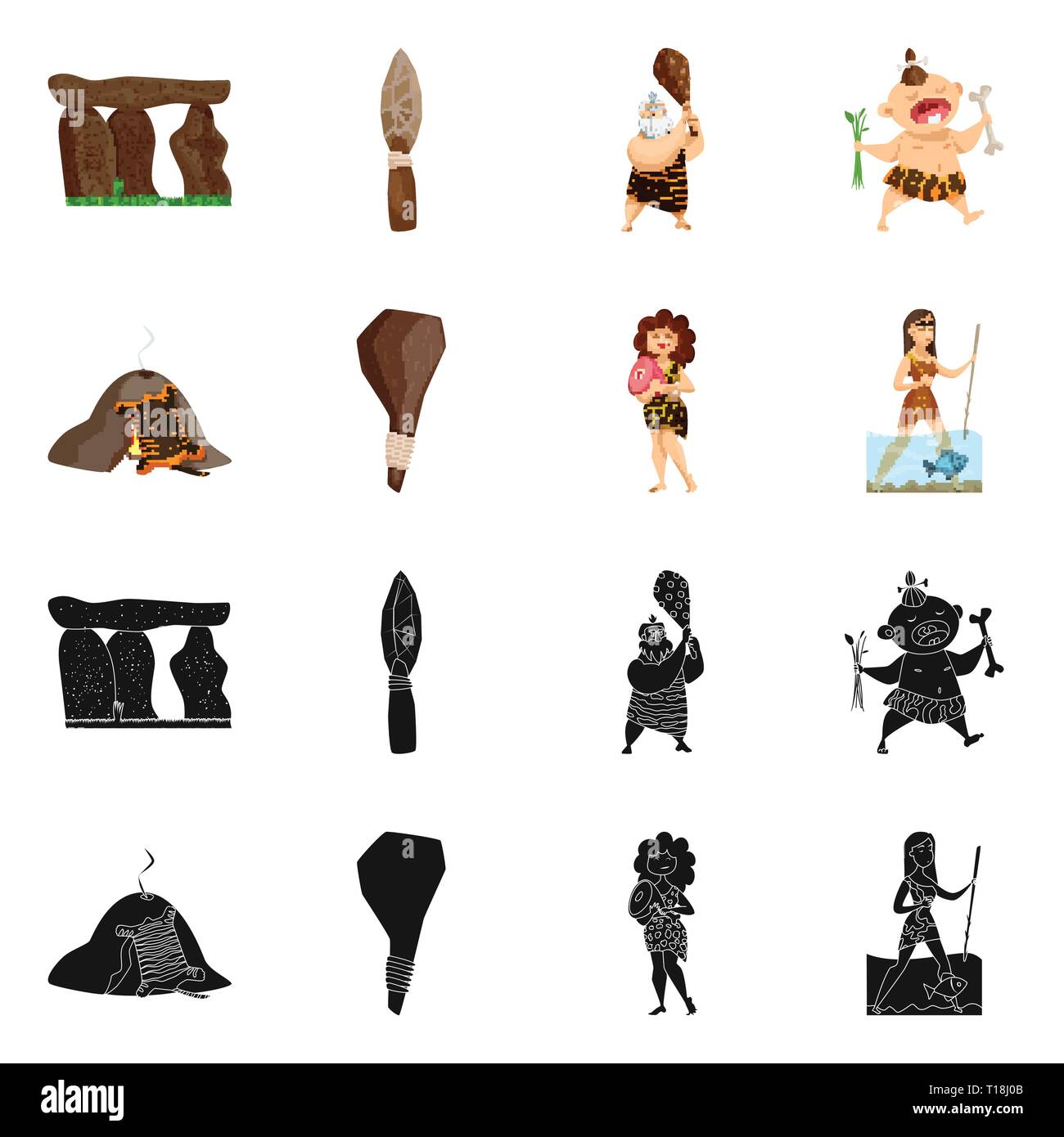 stone,arrow,man,kid,cave,cudgel,woman,monolith,spear,primeval ...