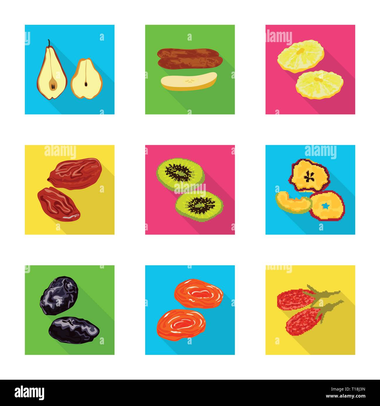Vector illustration of fruit and dried icon. Collection of fruit and ...
