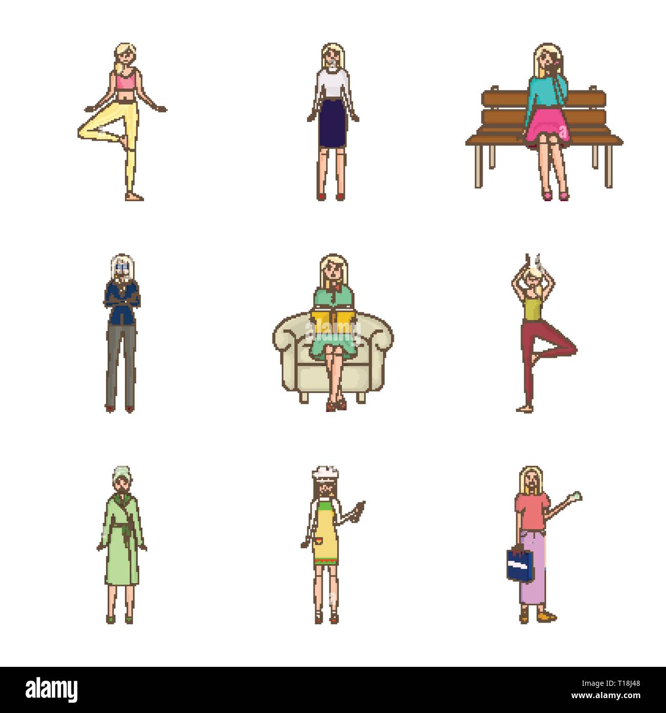 Vector illustration of woman and body sign. Collection of woman and ...