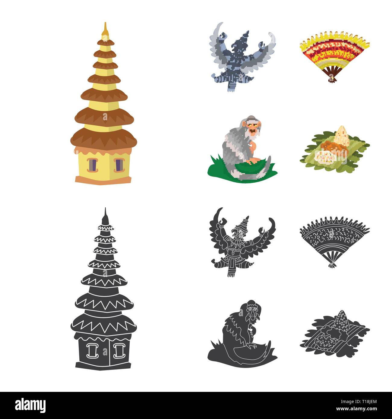 Monkey temple bali indonesia Stock Vector Images - Alamy