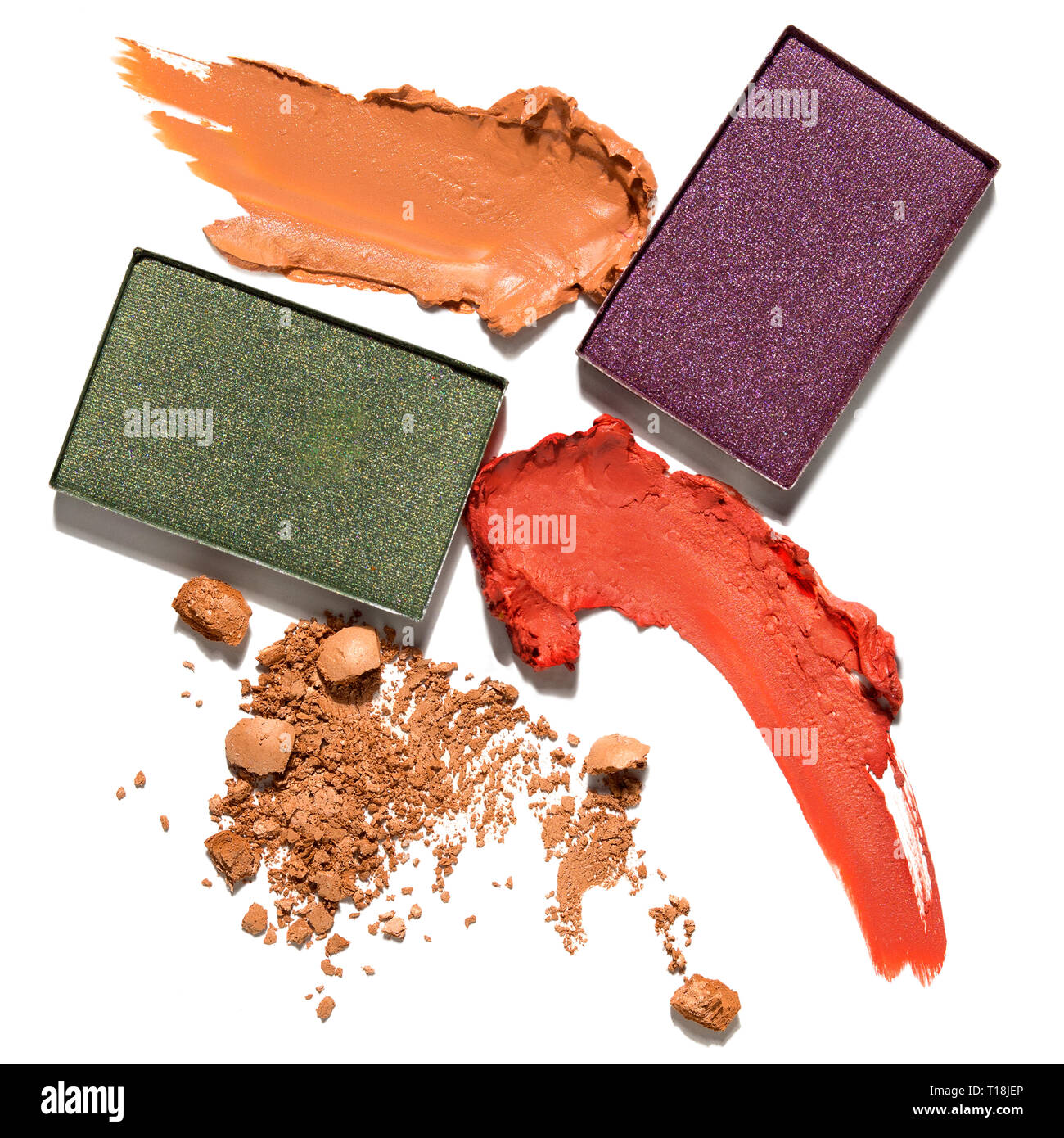 Creative concept photo of cosmetics swatches beauty products lipstick ...