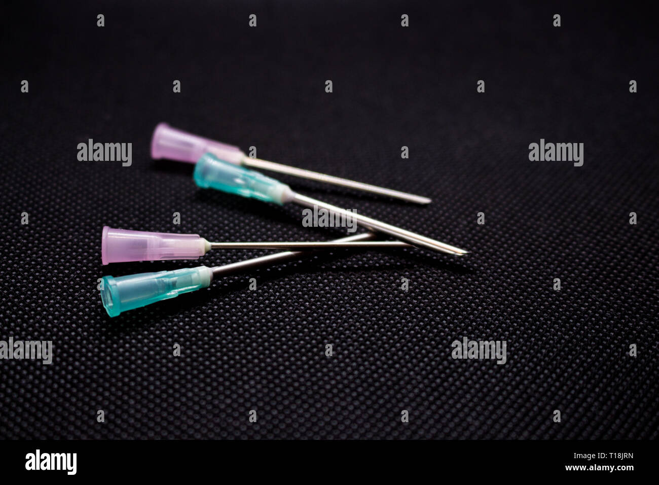 Cannula isolated on black background. Medical needle. Macro shot Stock ...