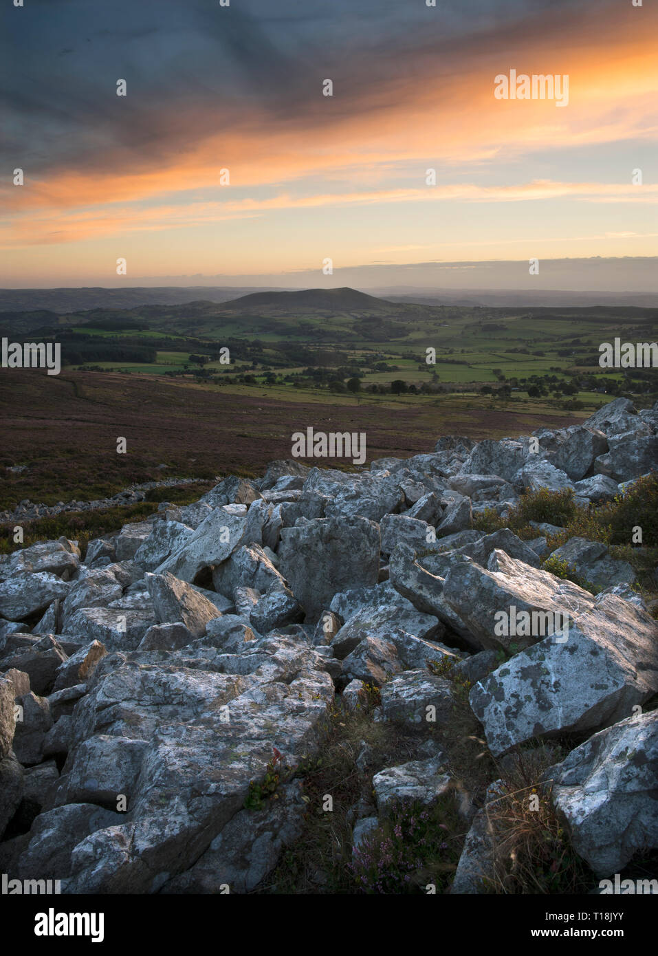 Beautiful Shropshire countryside in September viewed from the quartzite ...