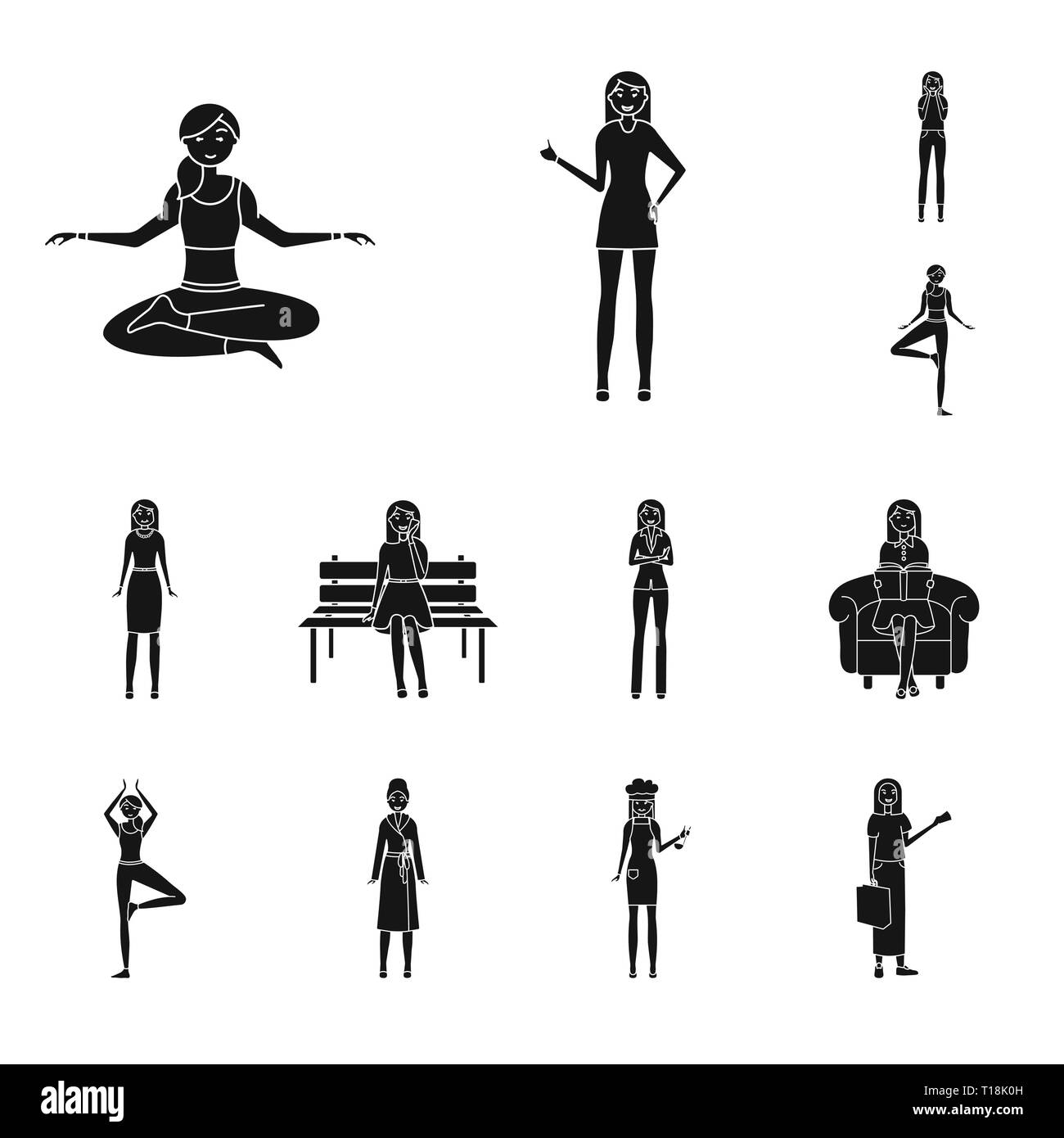 Vector design of emotions and female logo. Set of emotions and body ...