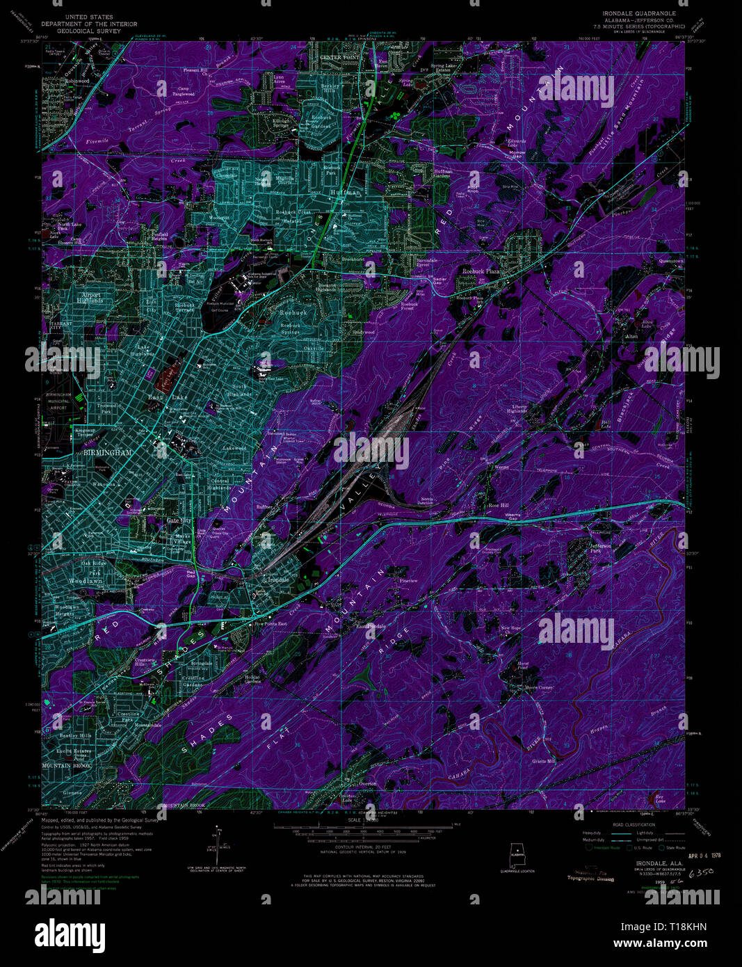 USGS TOPO Map Alabama AL Irondale 304267 1959 24000 Inverted Stock ...