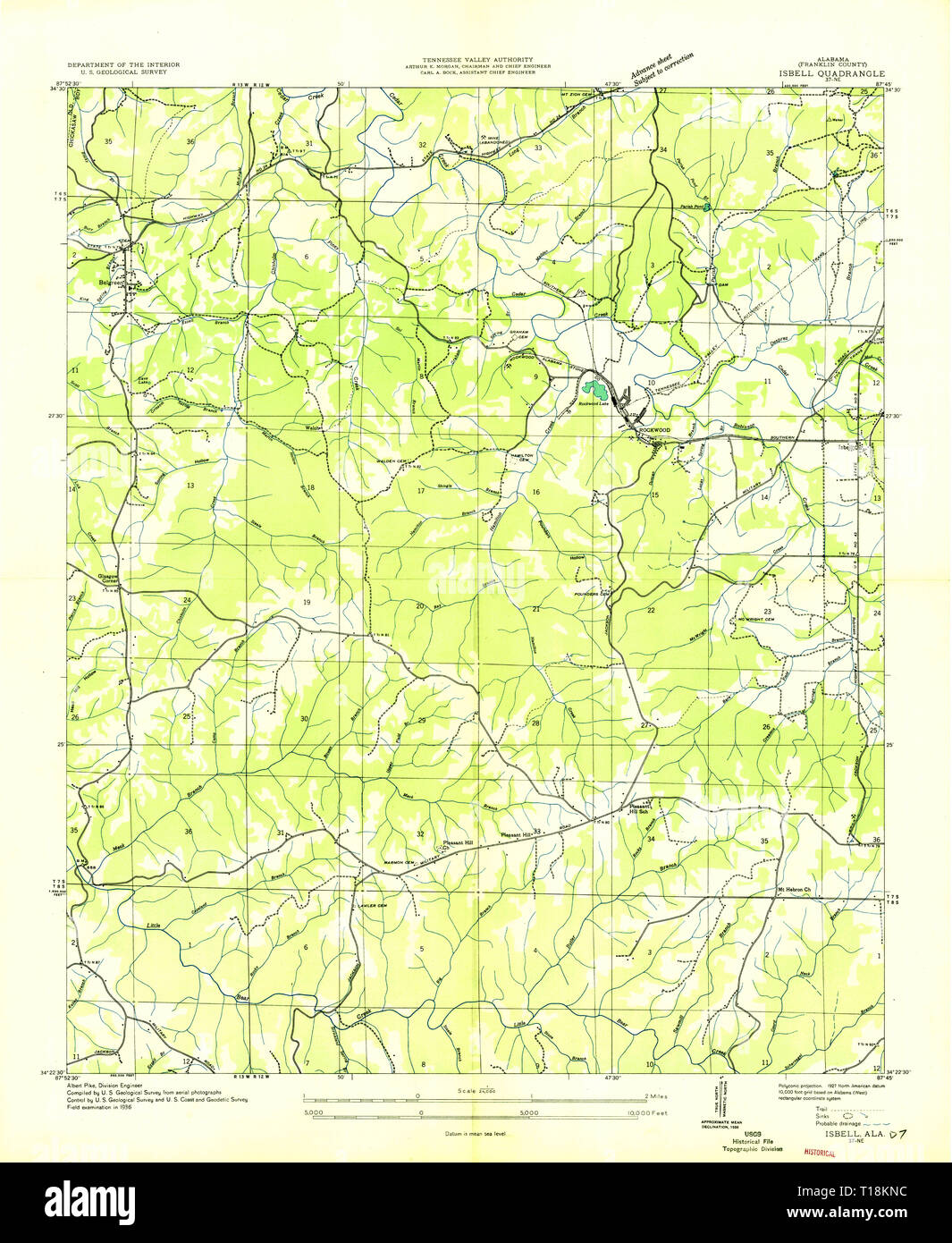 USGS TOPO Map Alabama AL Isbell 304270 1936 24000 Stock Photo - Alamy