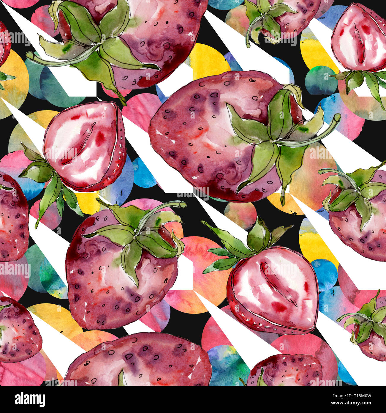 Strawberry healthy food in a watercolor style isolated. Watercolor ...