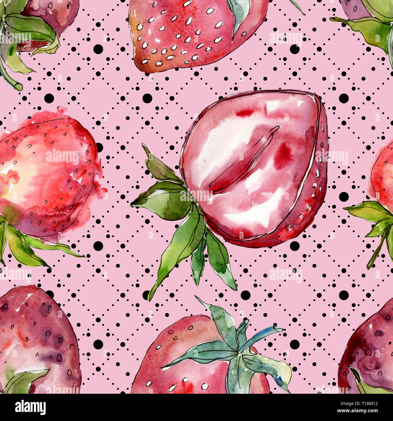 Strawberry healthy food in a watercolor style isolated. Watercolor ...