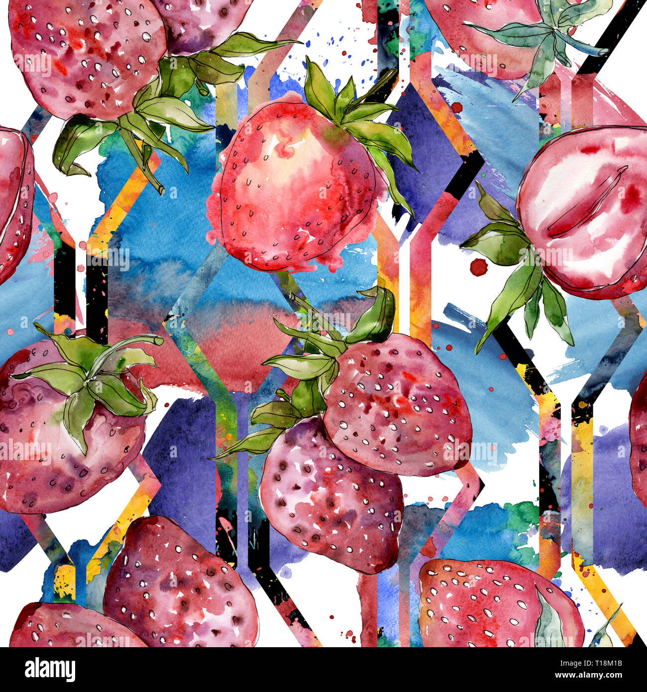 Strawberry healthy food in a watercolor style isolated. Watercolor ...
