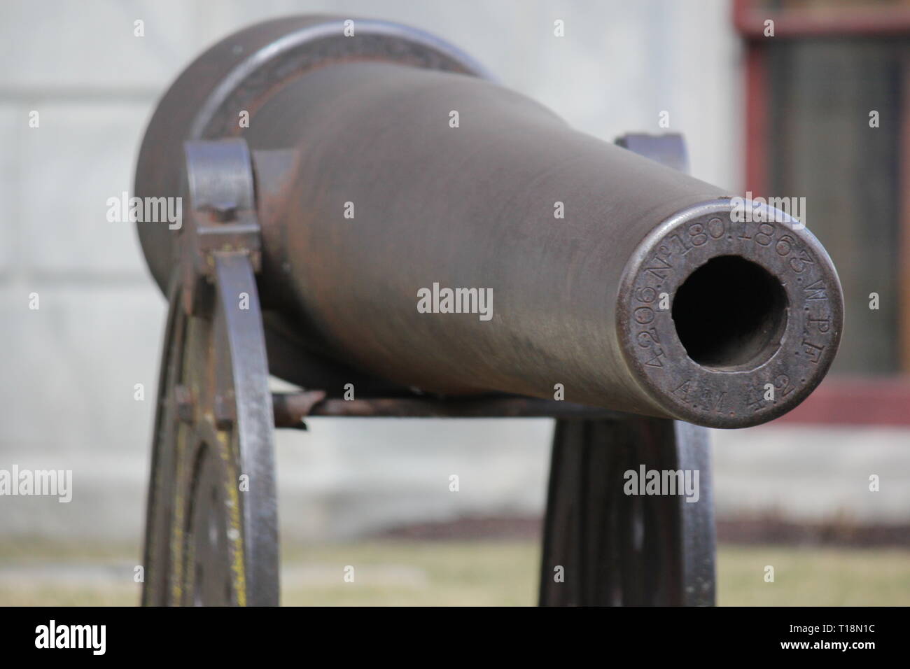 Antique, vintage cast iron cannon Lafayette, Indiana Stock Photo - Alamy