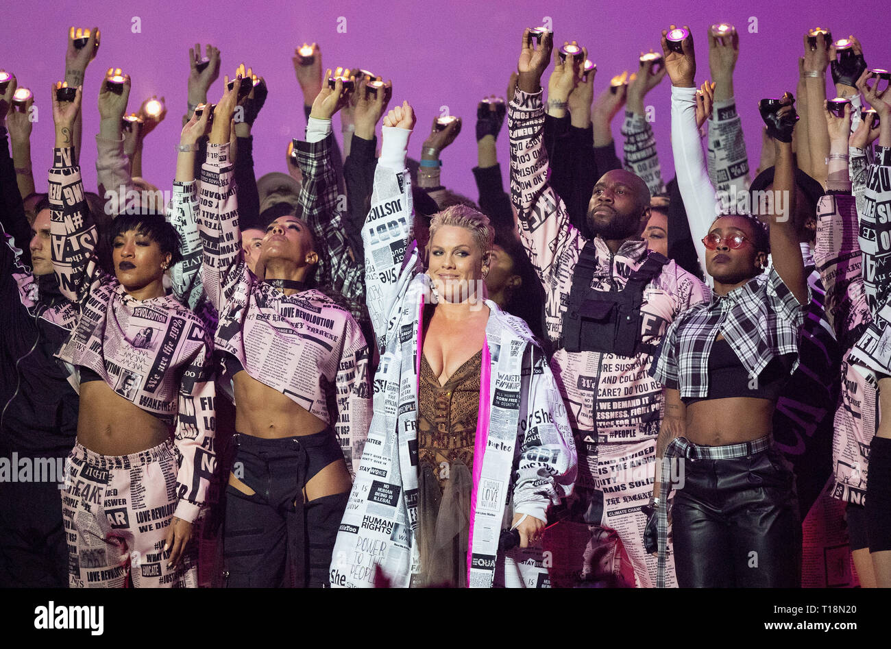 Pink performs on stage at Brits Live Show 2019 at the 02 Arena in ...