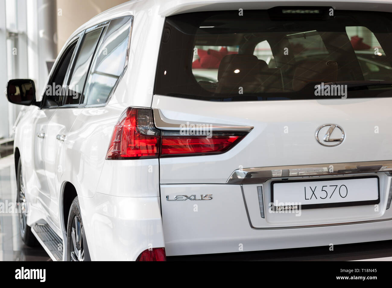 Russia, Izhevsk - April 21, 2018:New vehicle in the Lexus showroom ...
