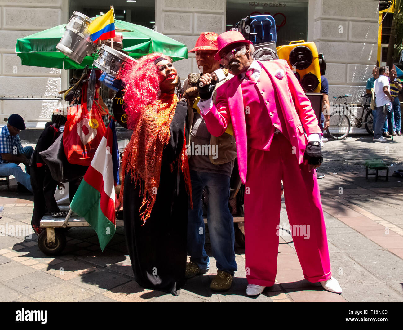 CALI, COLOMBIA - FEBRUARY, 2019: Salsa singer and dancer performing at ...