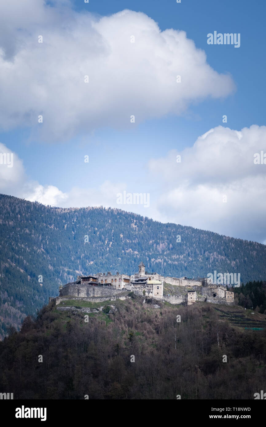 Old historical castle Landskron on a hill near city Villach and lake ...