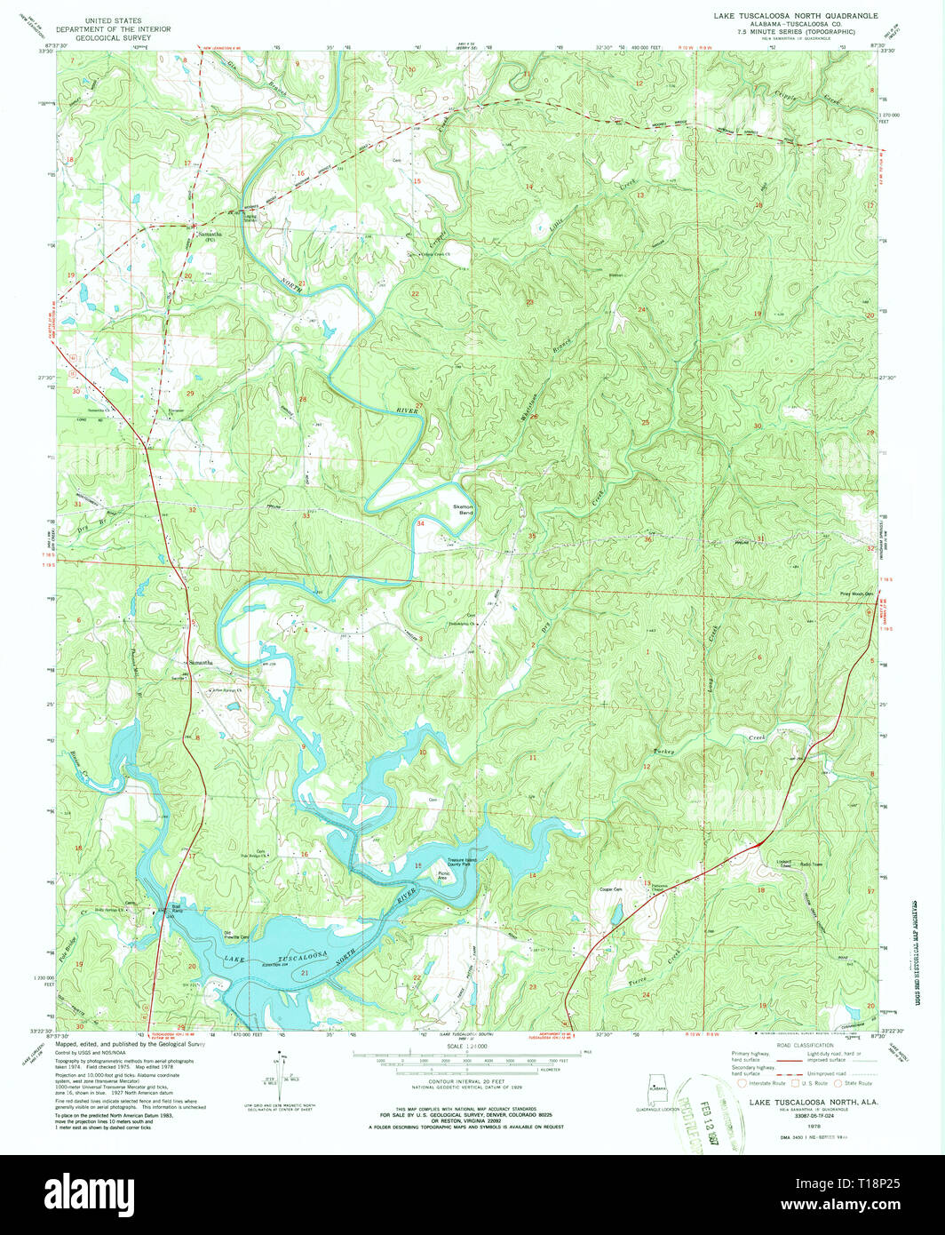 USGS TOPO Map Alabama AL Lake Tuscaloosa North 304356 1978 24000 Stock ...