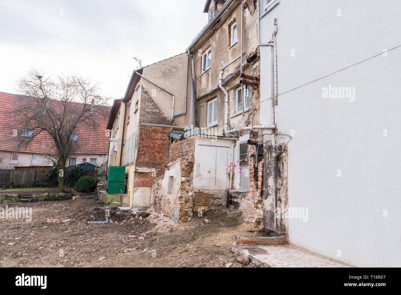 Photograph of a demolition house in danger of collapsing, Germany Stock ...