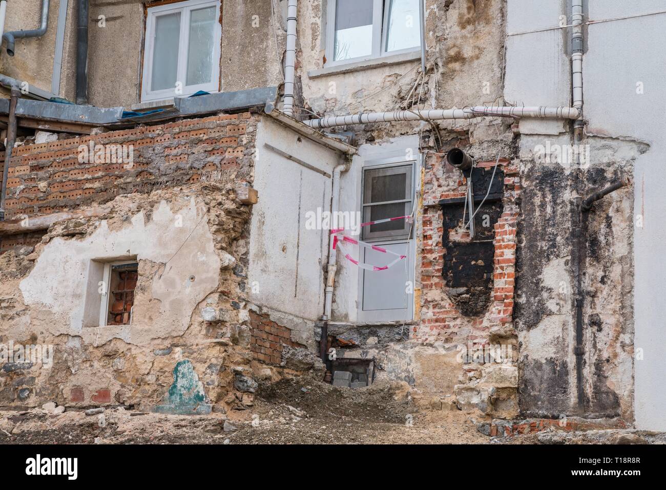 Photograph of a demolition house in danger of collapsing, Germany Stock ...
