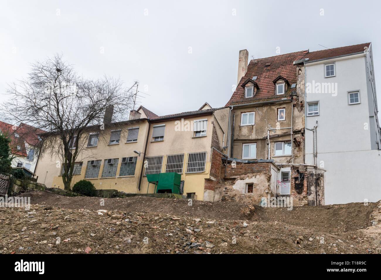 Photograph of a demolition house in danger of collapsing, Germany Stock ...