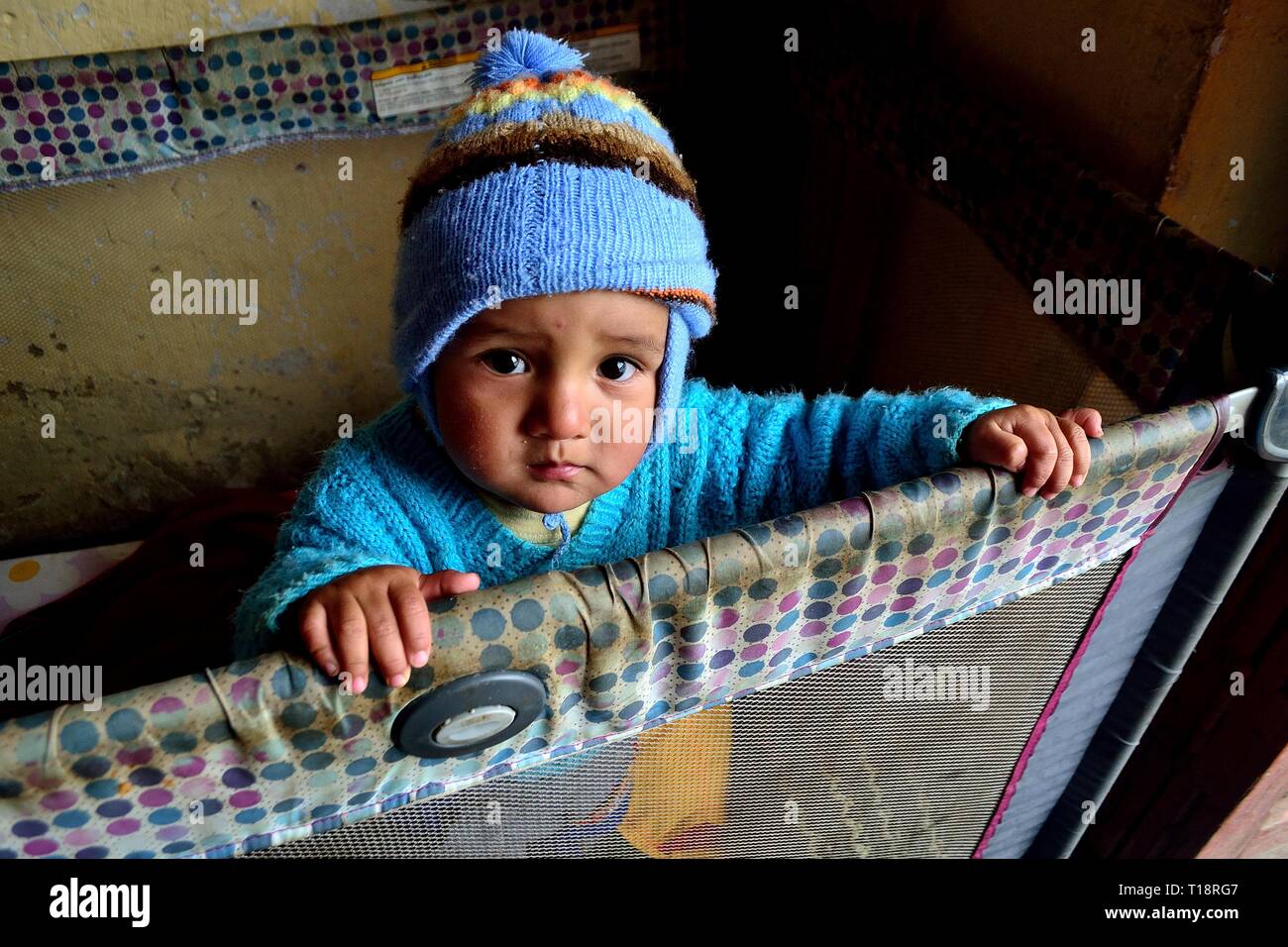 Baby boy in CHACAS - . Department of Ancash.PERU Stock Photo - Alamy