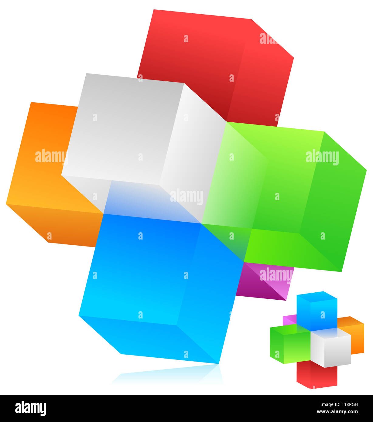 Cubes vector. Blocks forming a geometrical structure. Colorful, trendy ...