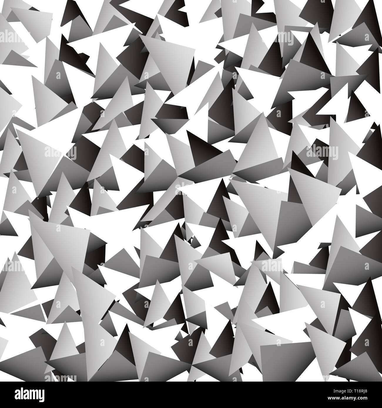 Scattered sharp, pointed triangle shapes. Grayscale abstract vector ...
