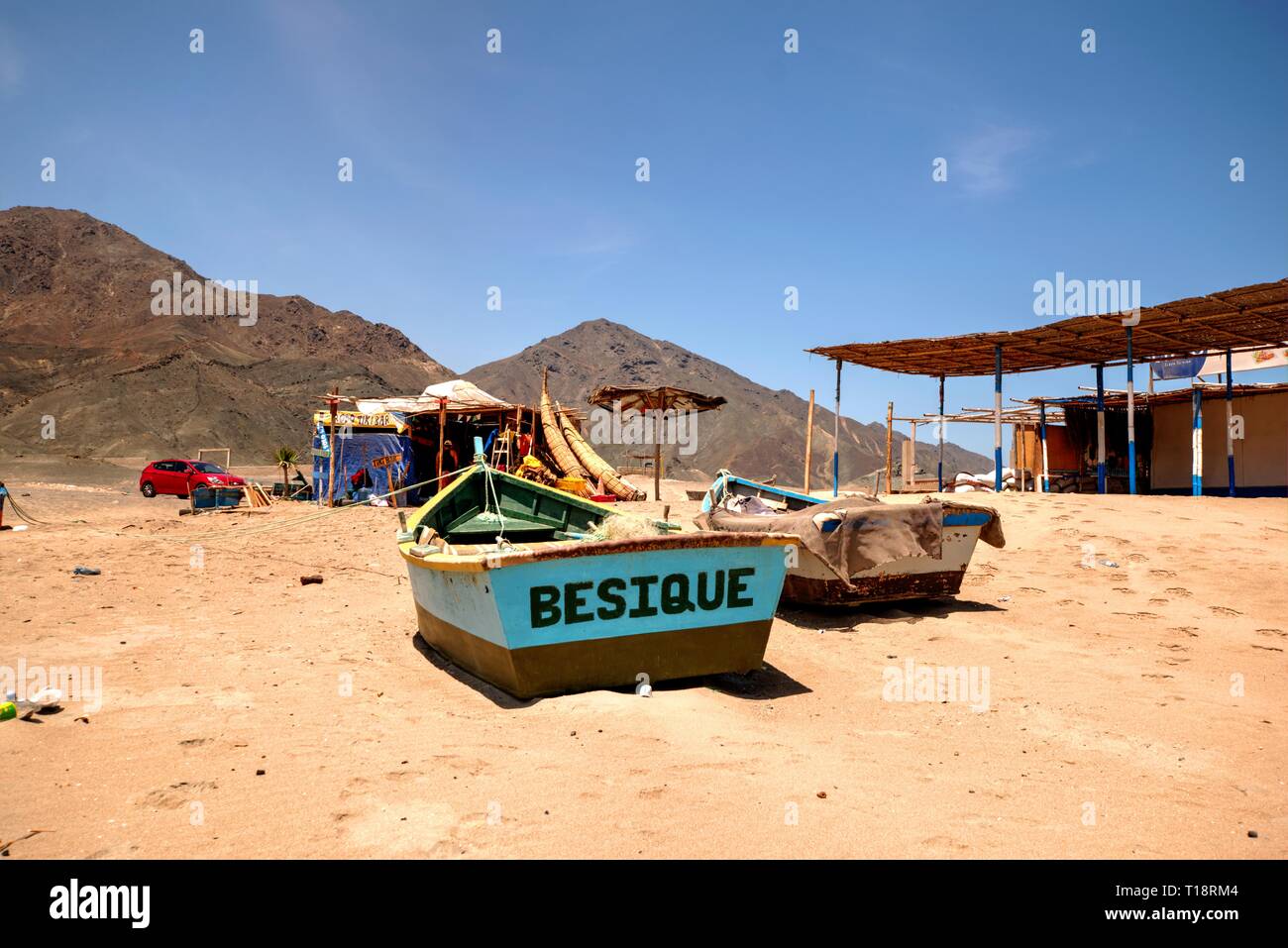 Chimbote, Peru - April 11, 2018: Beach at Vesique in north Peru with ...