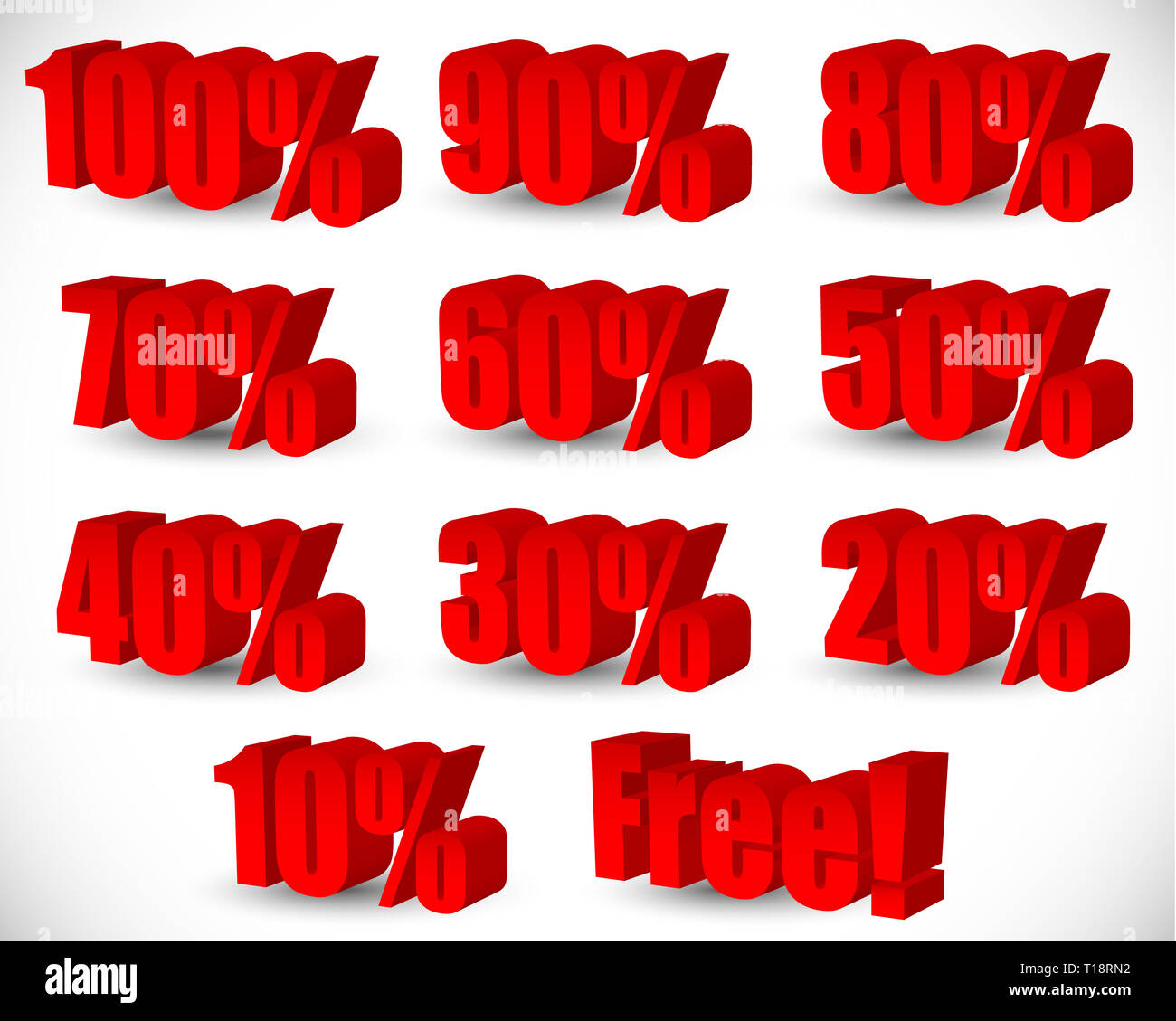 3D Percentage set. (10 to 100 Stock Photo - Alamy