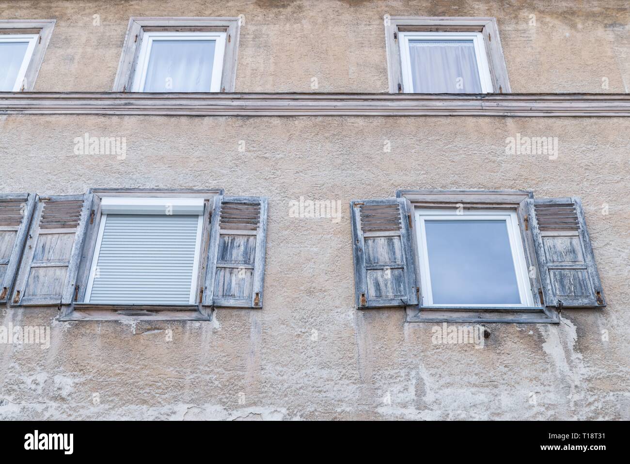 Old window with closed wooden shutters, Germany Stock Photo - Alamy