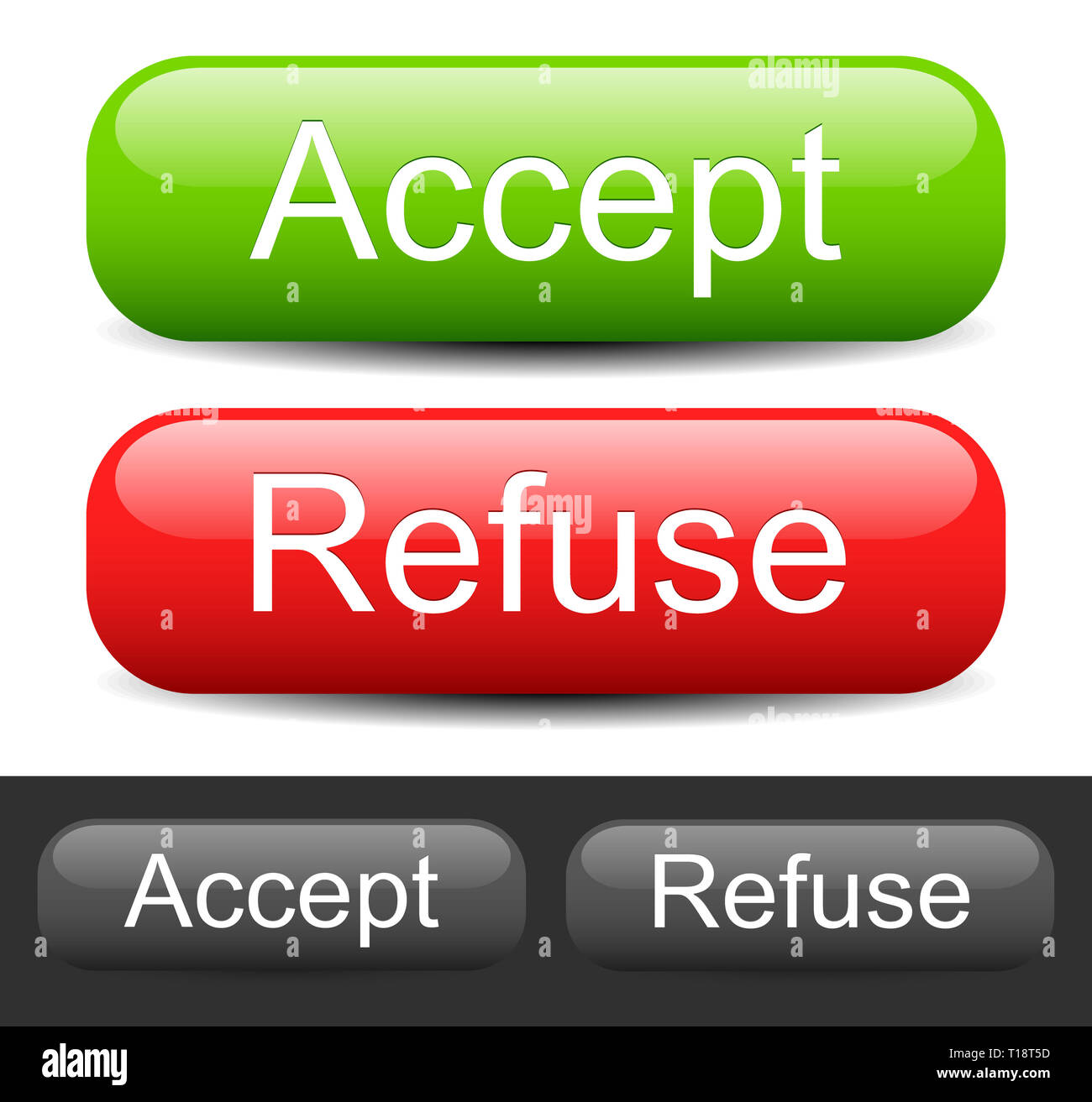 Stylish "Accept", "Refuse" buttons Stock Photo - Alamy